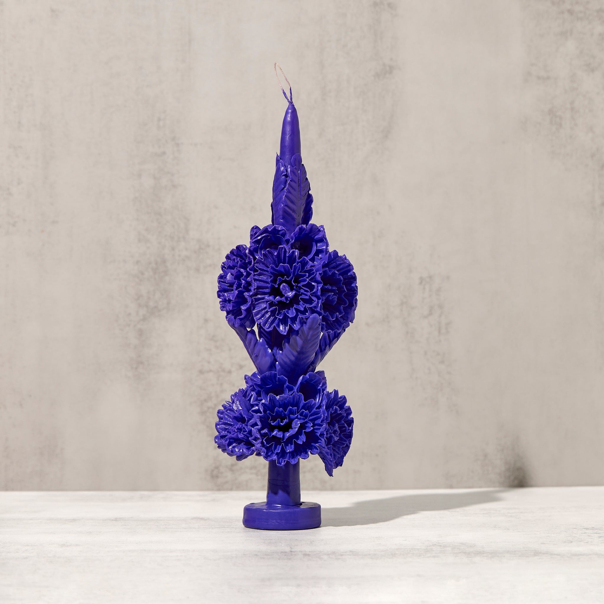 Large Violet Floral Candle | Handcrafted Beeswax | Violet Flame